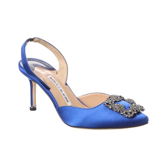 Manolo Blahnik | Shoes | Manolo Blahnik Hangisli 7 Satin Slingback Pump ...